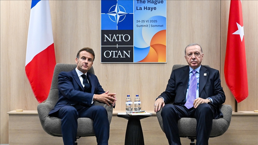 Turkish President Erdogan meets French counterpart Macron on sidelines ...