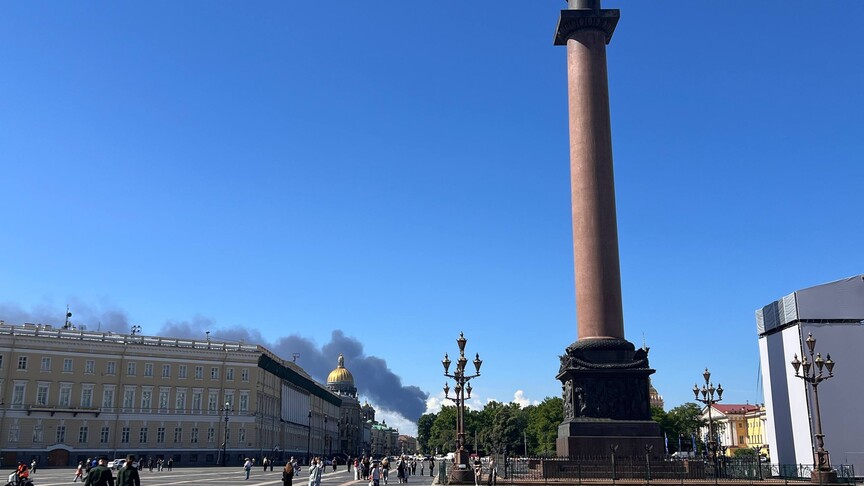 Black smoke rises following reported Ukrainian UAV attack in St. Petersburg