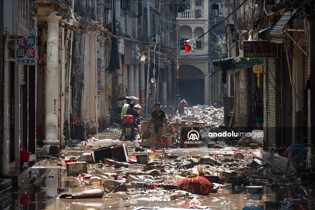 Aftermath of heavy rain and flood in China's Meizhou