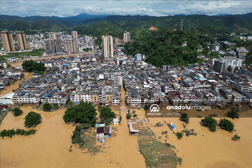Aftermath of heavy rain and flood in China's Meizhou