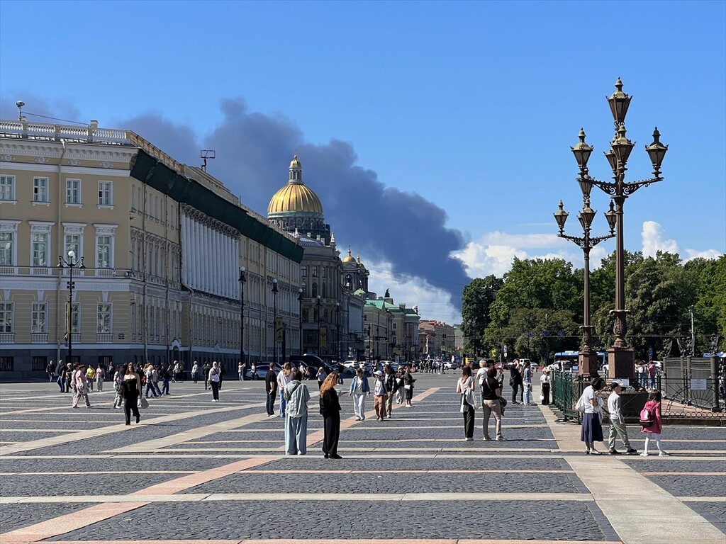 Black smoke rises following reported Ukrainian UAV attack in St. Petersburg
