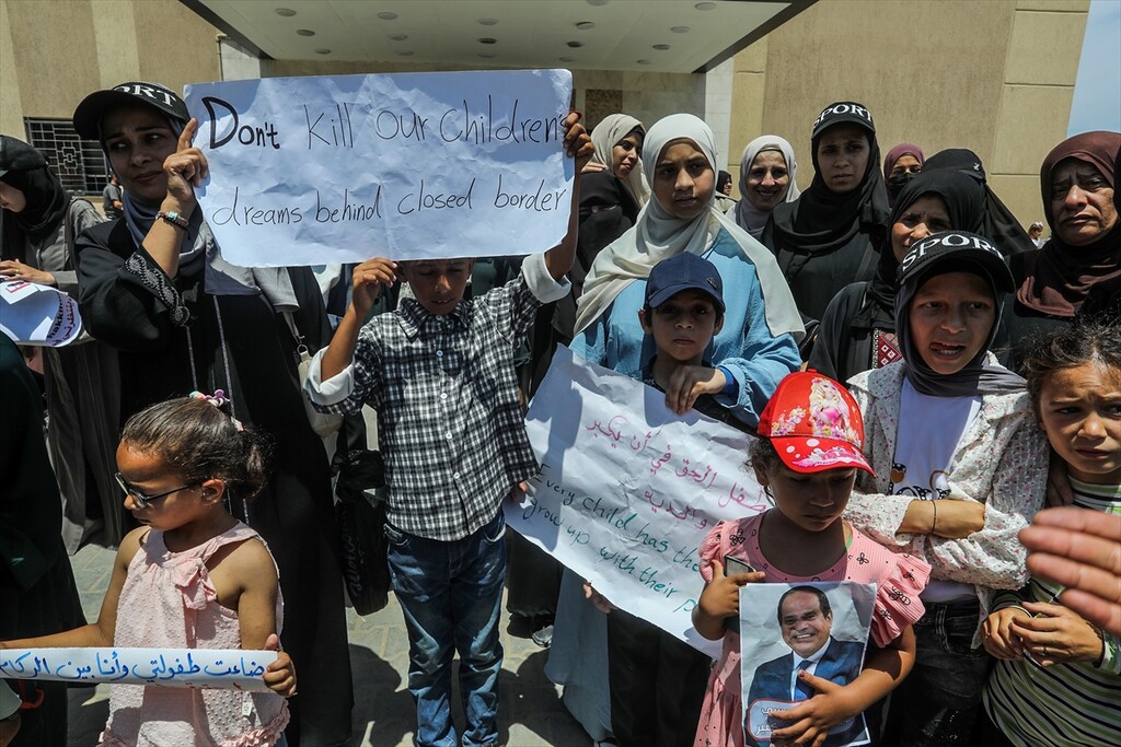 Palestinian women separated from their spouses stage protest in Gaza