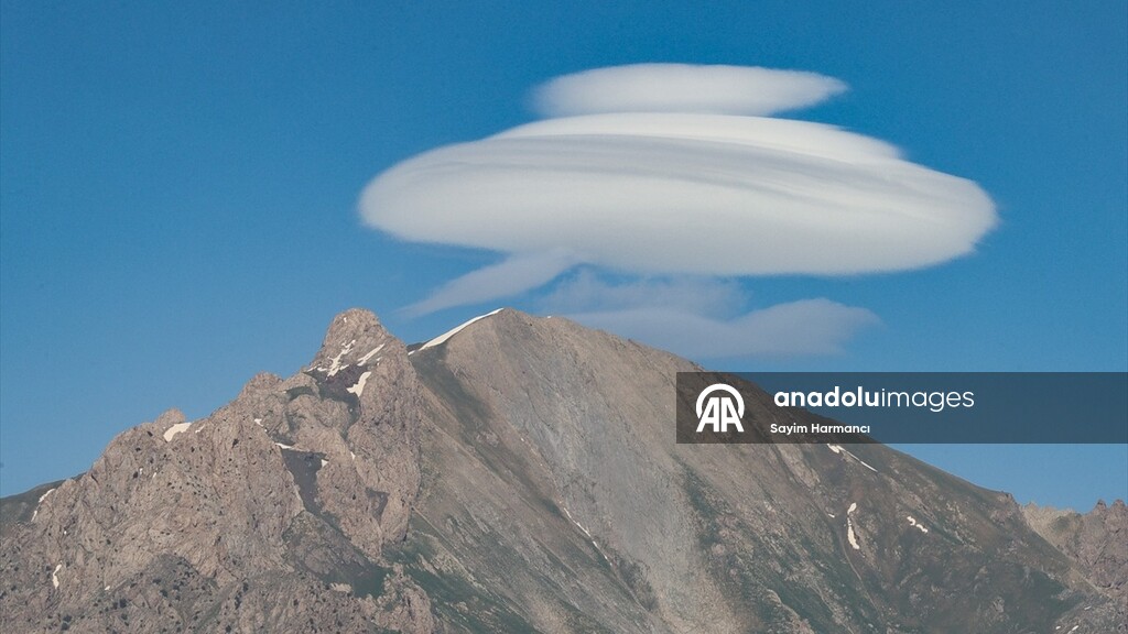 Lenticular clouds form over Mount Sumbul in eastern Turkiye